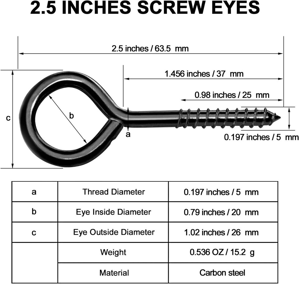 2.5 Inch Heavy Duty Eye Hooks 10 Pack Stainless Steel Eye Screws Screw ...