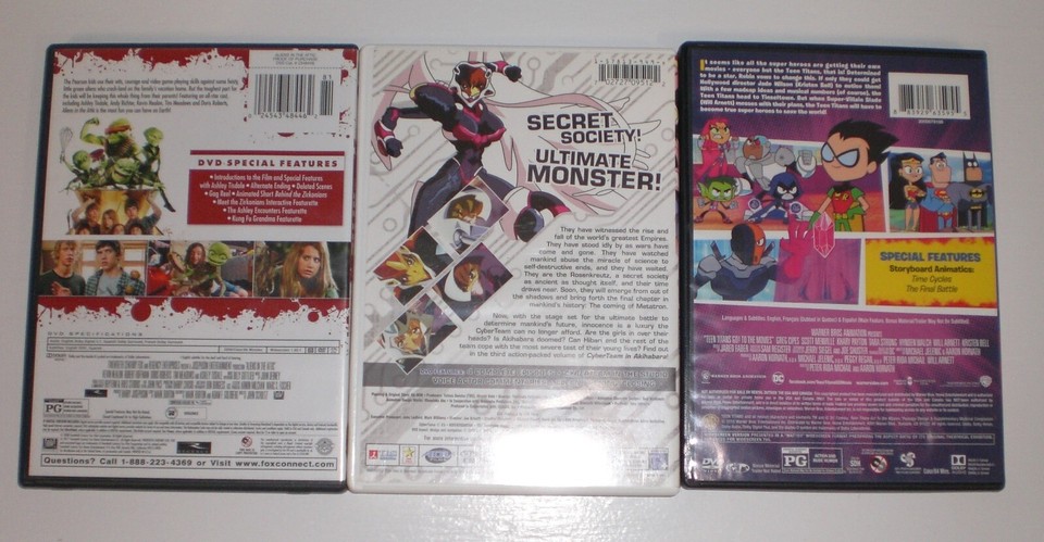 dvd lot of 3 - Aliens in the Attic Cyberteam in Akihabara Teen Titans ...