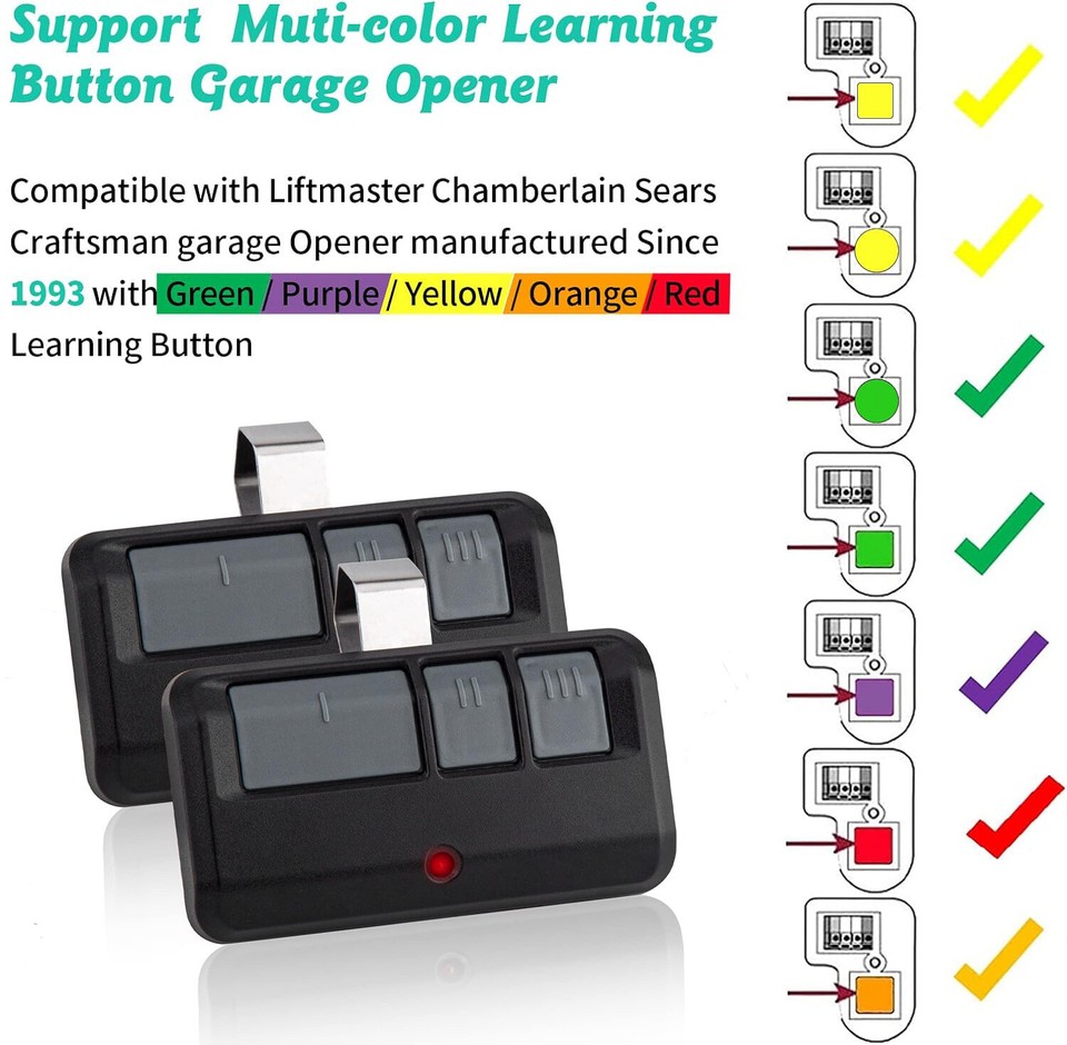 2 Garage Door Remotes for Liftmaster 893LM 953EV-P2 G953EV-P2 891LM ...