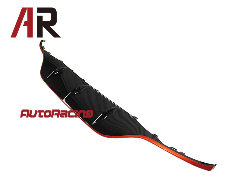 Gloss Black with Metallic Red Rear Diffuser For 15-18 M-BENZ W205 C250 ...