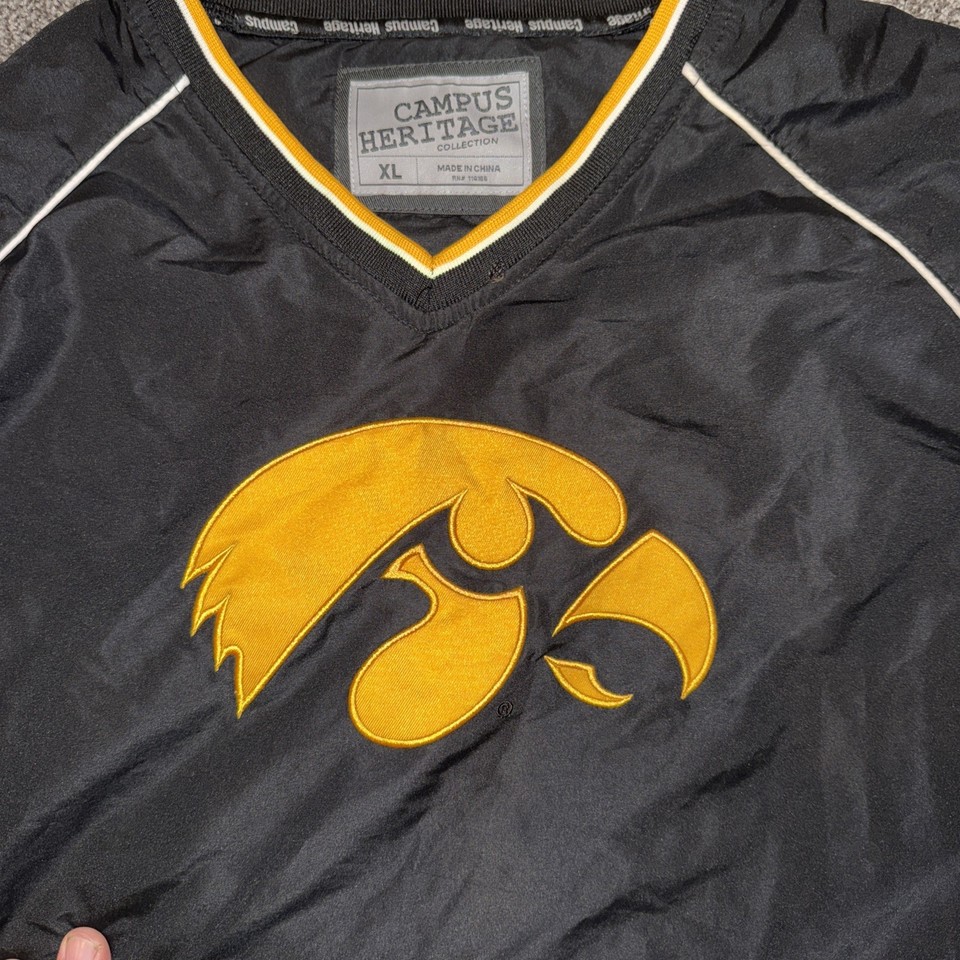 Iowa Hawkeyes Windbreaker Pullover Jacket Men’s XL Black Tigerhawk Logo ...
