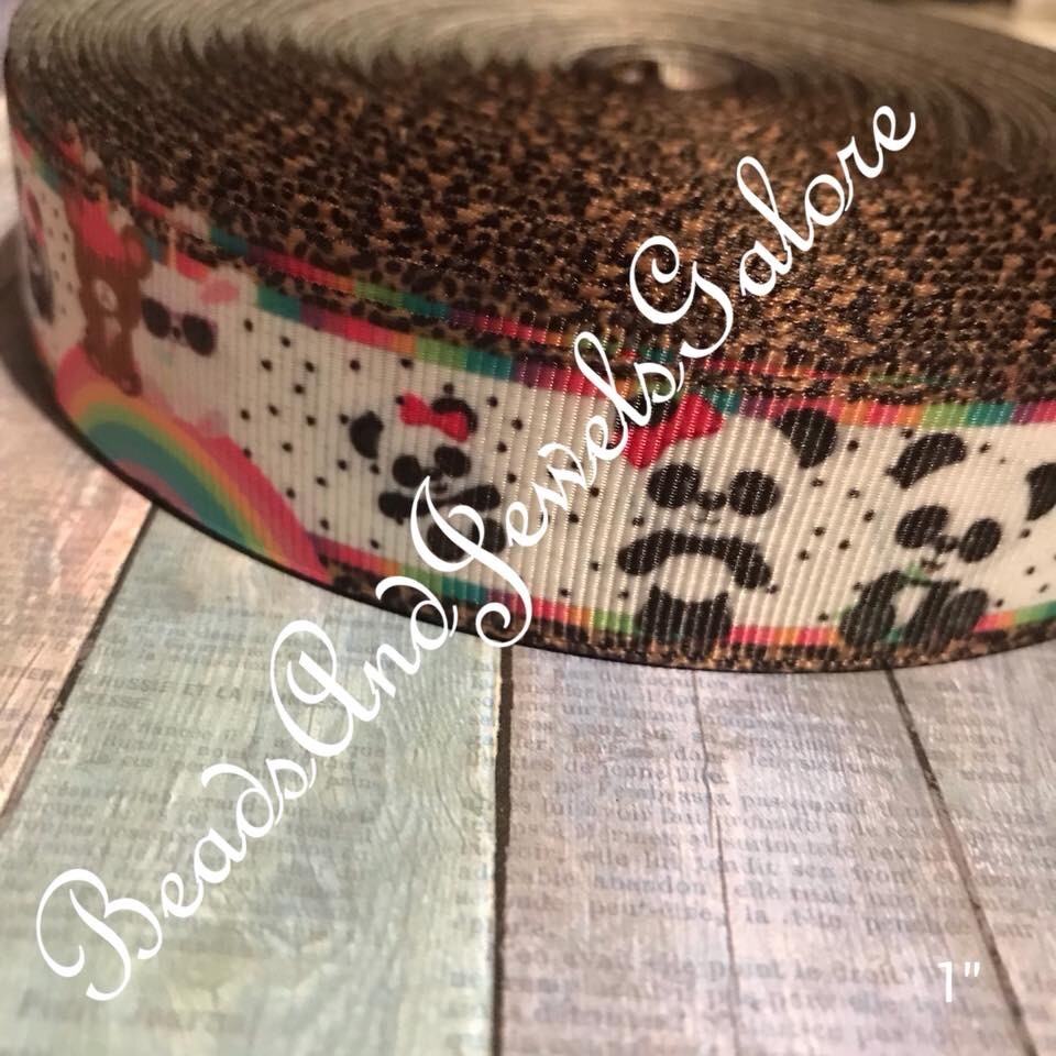 Panda foe inspired panda elastic panda hair ties panda ribbon rainbow ...