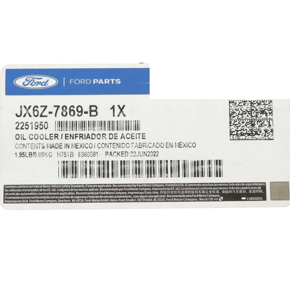 NEW OEM Ford 2019-2022 Transit Connect Edge Escape A/T Oil Cooler JX6Z ...
