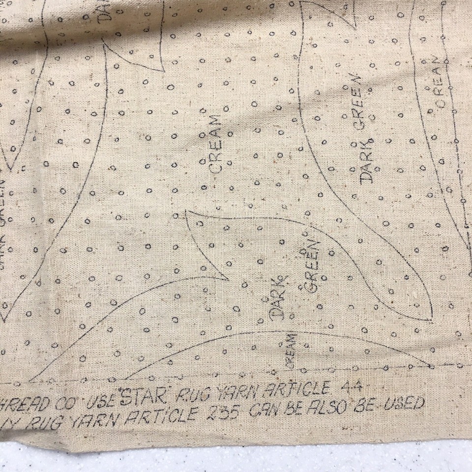 American Thread Co Vintage Primitive Hand Rug Hook Canvas Maple Leaf ...