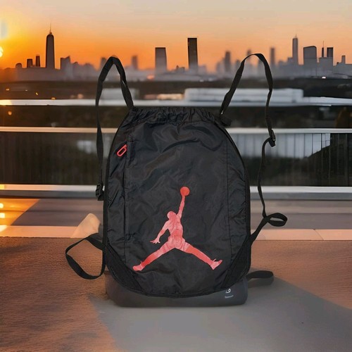 Jordan Backpack Drawstring Bred Bag Red Logo Michael Jordan Nike ...