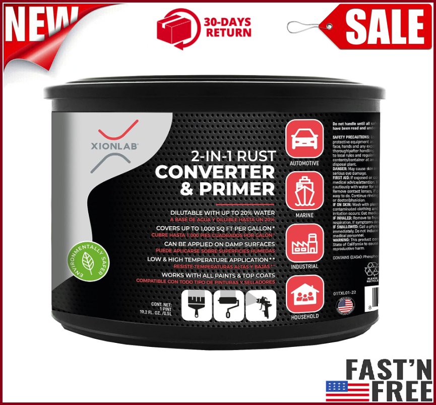 2 in 1 Rust Converter Metal Primer, Grade Water Based UV Resistant Rust ...