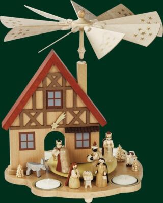 Table Pyramid Nativity And House Pyramid Folk Art Erzgebirge New 16240 ...
