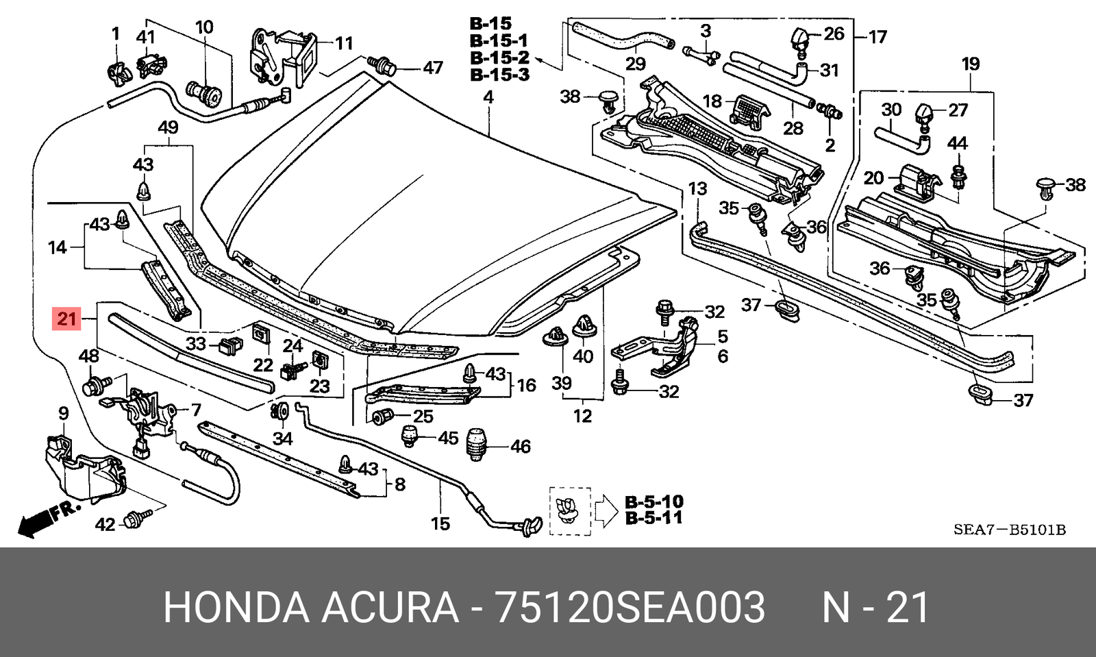 Genuine OE Moulding Assembly Outside 75120SEA003 for Honda 75120-SEA003 ...