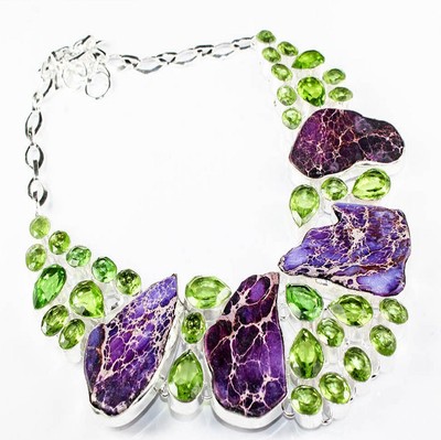 Handmade Variscite Jasper Gemstone 925 Sterling Silver Necklace 17" # ...