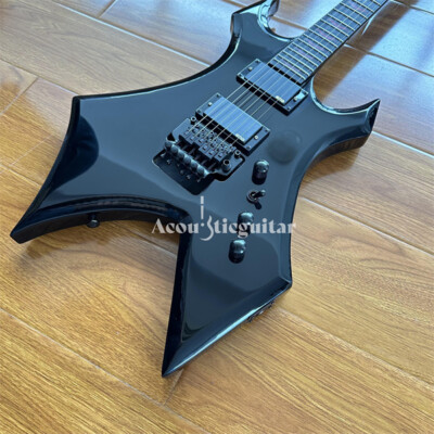 BC Style Warlock Extreme Black Electric Guitar Bat inlay 6-Strings Ship ...