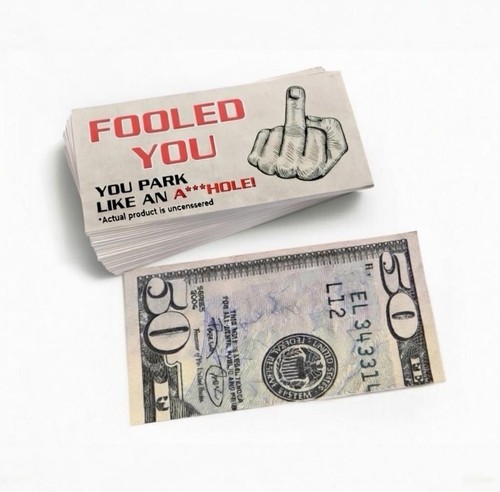 Bad Parking Prank Cards – Fake $50 Bill Look Cards with Hilarious ...