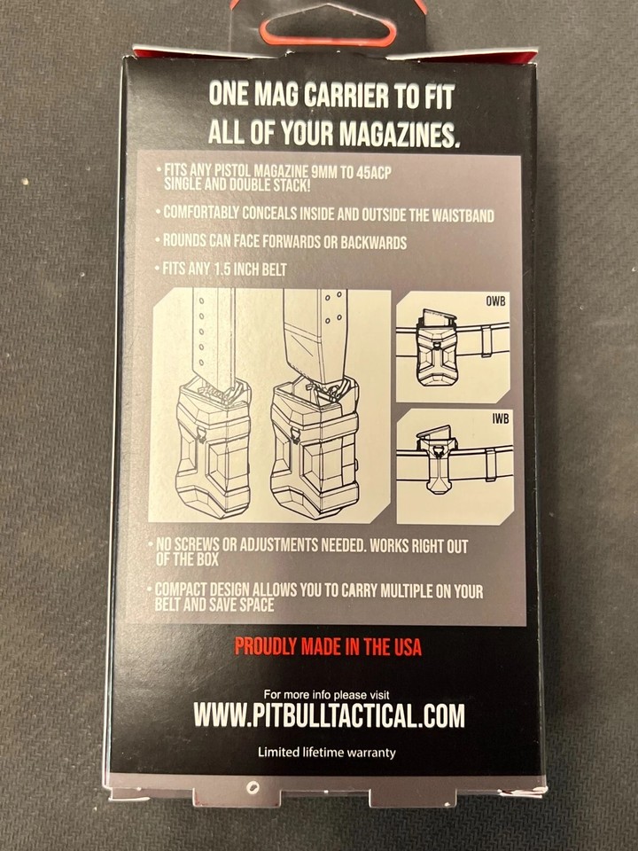 Pitbull Tactical Universal Mag Carrier Gen 2 Black with Gray | eBay