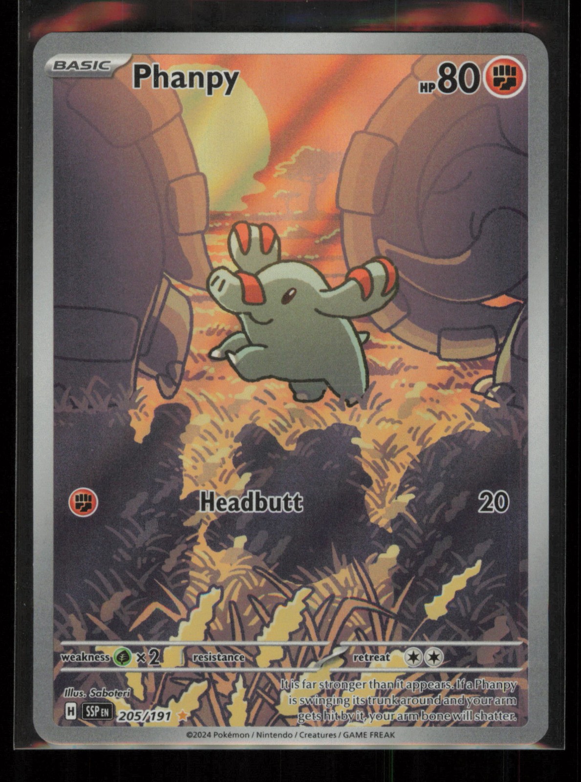 Phanpy 2024 Scarlet & Violet: Surging Sparks #205/191 Illustration Rare ...