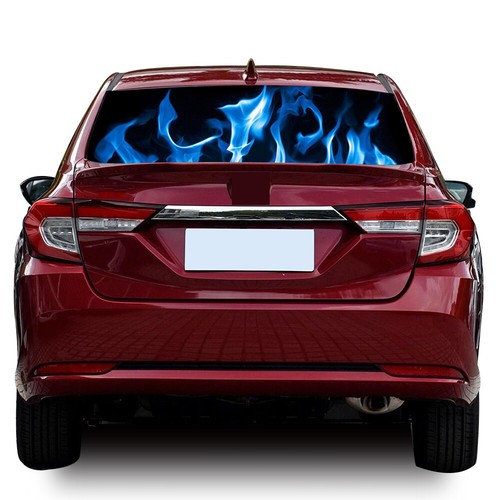 Blue Flame Rear Window Graphic Sticker Rear Windshield Decal For Car ...