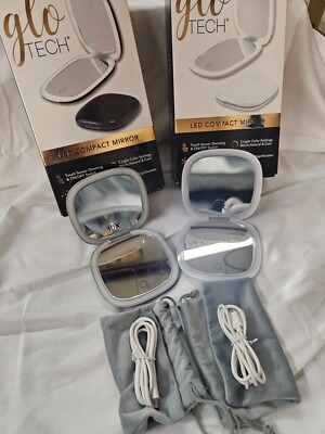 GLOTECH LED COMPACT Magnifying Small Mirror 1X & 10X Travel 4” *White ...