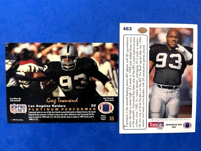 NFL - Greg Townsend 1991 Pro Set Platinum & 1991 Upper Deck Team MVP ...
