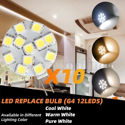 10PCS 12V LED G4 Replace Bulbs Dome Lamp Car RV Boat Truck Cabinet Down ...