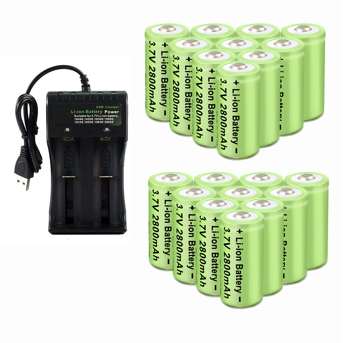 16340 Battery 1800mAh CR123A Rechargeable 3.7V Li-ion Batteries Cell ...