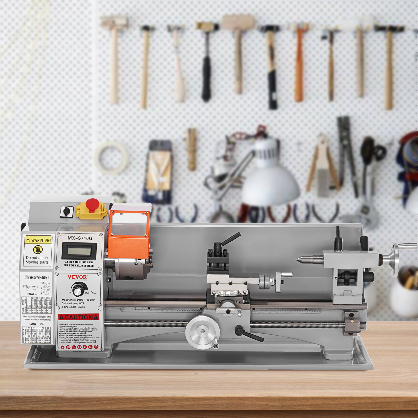 VEVOR Metal Lathe Power Metal Lathe 7''x16'' 150-2500 RPM Continuously ...