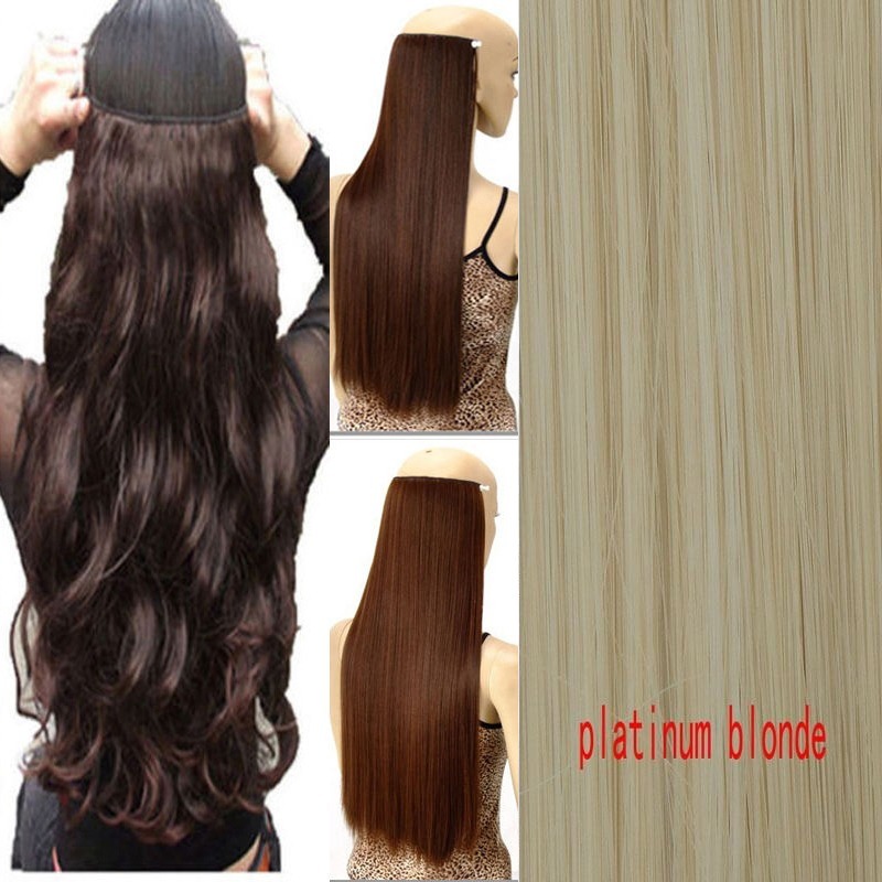 Real Thick AS Human Hair 1Piece Full Head Clip In Hair Extensions ...