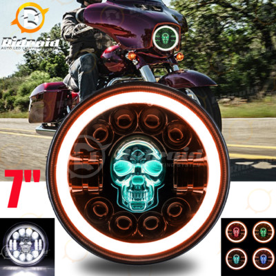 7"inch LED RGB Headlight Halo For Harley Electra Glide Ultra Classic ...