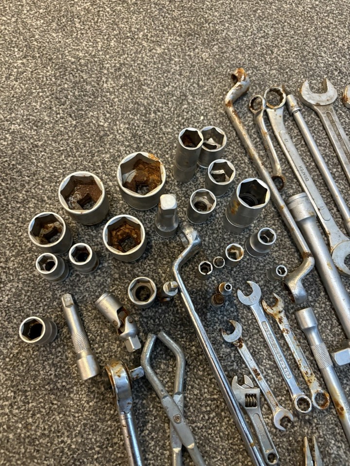 Rusty Tools. Old Tools Job Lot. Spanner, Sockets And Wrenches. Fast ...
