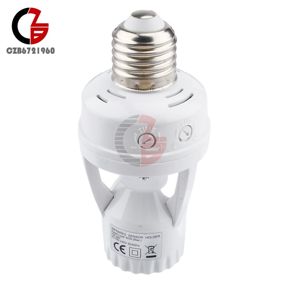 AC100-240V PIR Infrared Motion Sensor Switch 360° E27 Inductor Light Base Holder | eBay