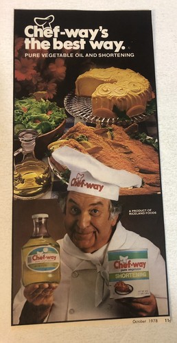 Chef Way Shortening Print Ad Advertisement Vintage 1978 pa5 | eBay