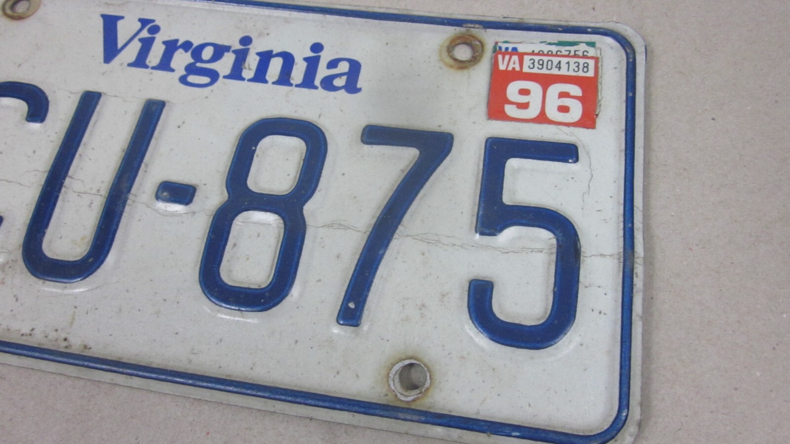 VIRGINIA 1996 licence/number plate US/United States/USA/American QCU ...