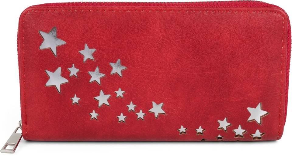 Damen Portemonnaie Metallic Stern Cut-Outs, Reißverschluss, Geldbörse ...