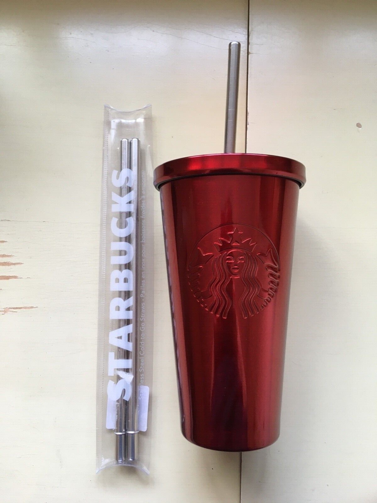 Starbucks Red Metal Cold Cup Timbler 16 oz. Brand New | eBay