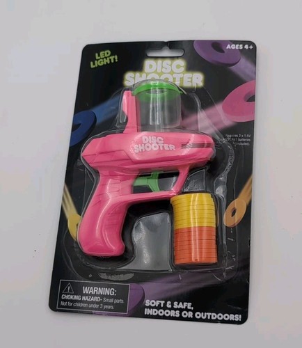Kids Foam Disc Gun Toy, Flying Disc Shooter Pink Gun 16 Discs LED Light ...