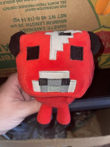 Minecraft Baby Mooshroom Plush Red Cow Bull Mojang 2013 Stuffed Animal ...