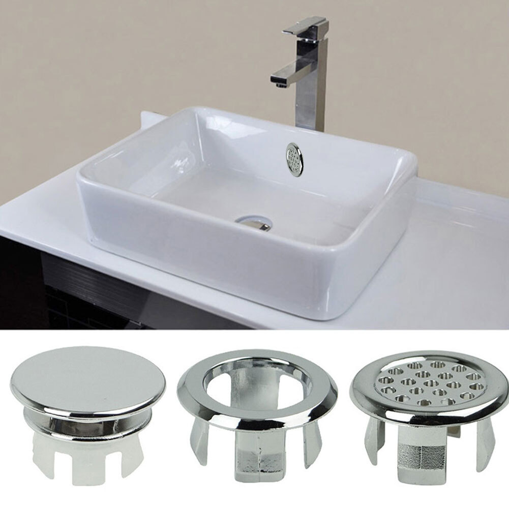 Bathroom Basin Sink Overflow Ring Chrome Hole Cover Cap Inserts Round ...