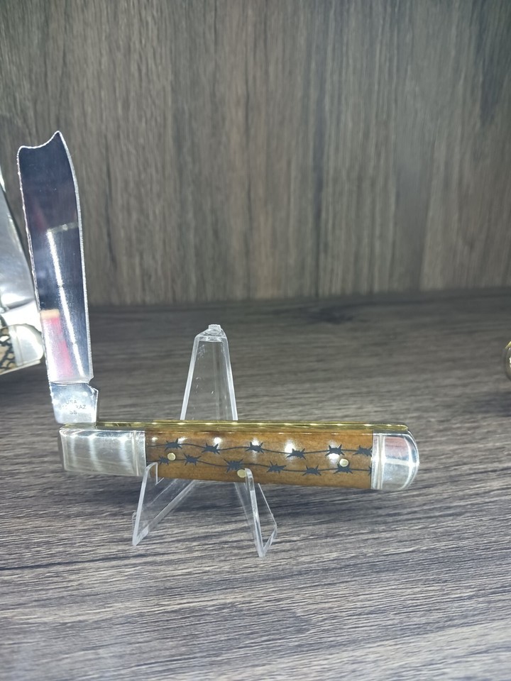 Case XX SMKW Exclusive Magician's Rattlesnake/Barbed Wire Antique Bone ...