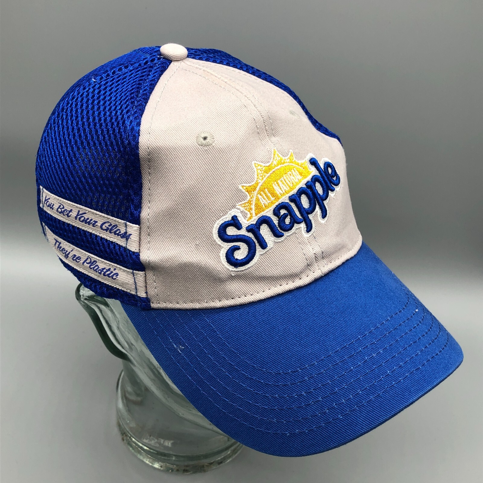 Snapple Hat Cap Blue Side Stripes Strap Back Soda Pop Trucker Dad Ball ...