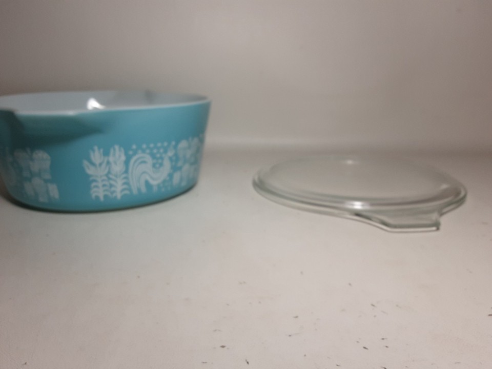 Vintage Turquoise Pyrex 475-B Amish Butterprint 2.5 Qt Casserole w/ Lid ...