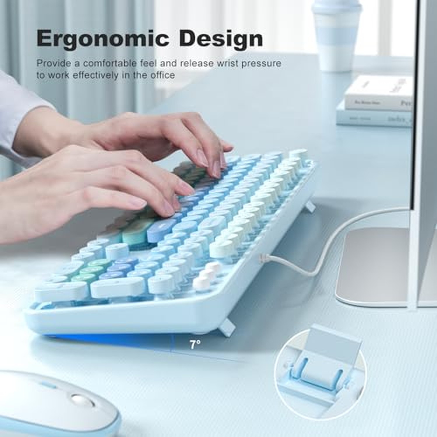 Dilter Large Print Wired USB Keyboard, 104 Keys Full Size Typewriter ...