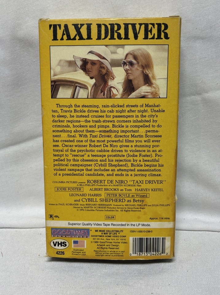 Taxi Driver (1976) 1989 VHS Robert DeNiro Jodie Foster Harvey Keitel ...