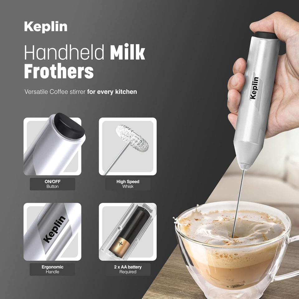 Milk Coffee Frother Whisk Egg Beater Handheld Frappe Mixer Battery ...