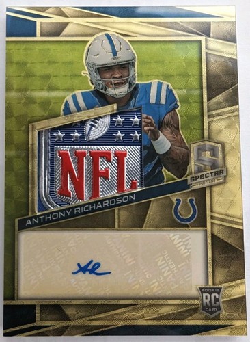 2023 SPECTRA ANTHONY RICHARDSON 1/1 NFL SHIELD PATCH GOLD VINYL AUTO ...