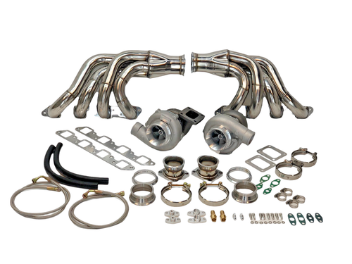 FOR Chevy Twin Turbo Kit BBC 7.4L 366 396 402 427 454 Headers SQUARE ...