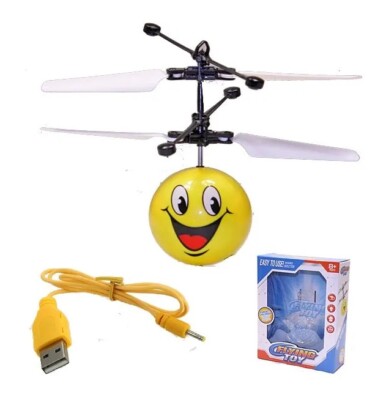 Flying Disco Ball RC Toy Smiley Face Induction Helicopter Gift for Kids ...