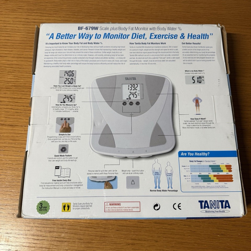 Tanita FDA Cleared Multi-Frequency Weight Body Fat Body Water Scale BF ...