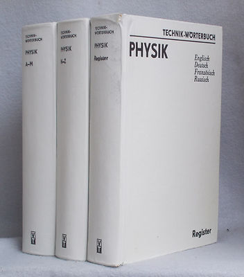 TECHNIK-WORTERBUCH PHYSIK Sube & Eisenreich 3 VOLUME SET a-m n-z ...