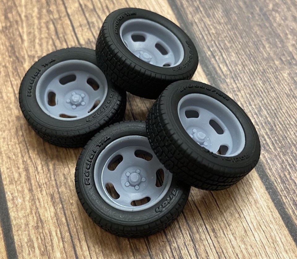 1/24 Scale: 17-inch “5 Slot Mags” Model car wheels/tires. Resin; 1/25 ...