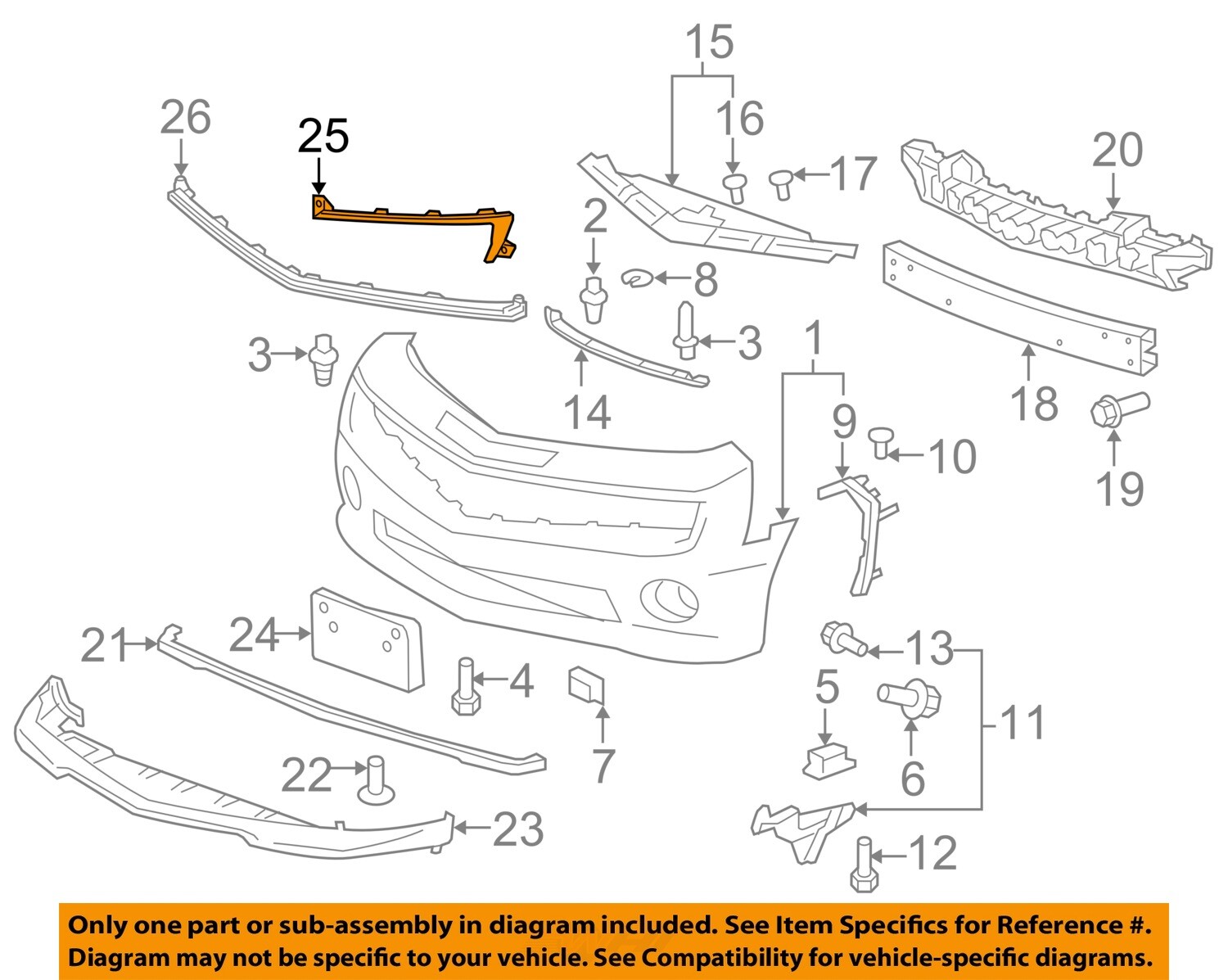 Chevrolet GM OEM 14-15 Camaro Front Bumper Grille-Upper Molding Left ...