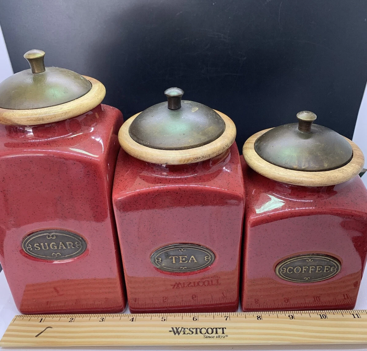 Red Ceramic Canister Set