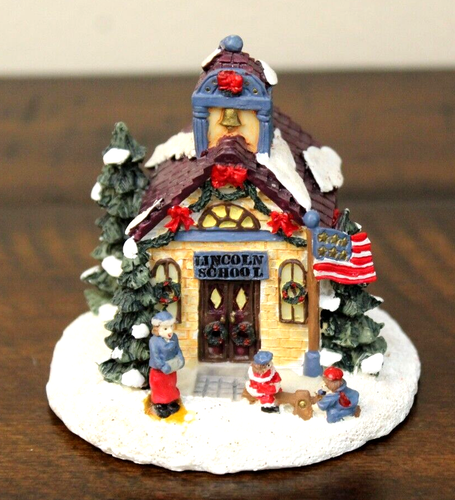 Vintage Crystal Falls Village LINCOLN SCHOOL HOUSE Mini Christmas Scene ...