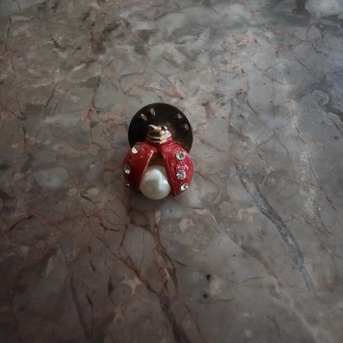 Ladybug with Faux Pearl Lapel Pin Small Open Wings | eBay